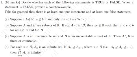 Solved 1 16 Marks Decide Whether Each Of The Following