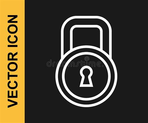 White Line Lock Icon Isolated On Black Background Padlock Sign Security Safety Protection