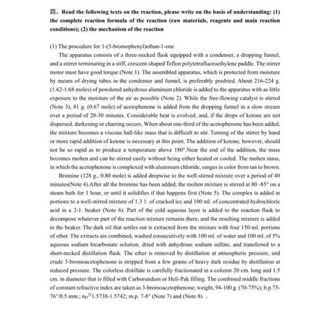 Solved 14 Read The Following Texts On The Reaction Please Chegg Com