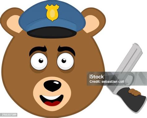 벡터 일러스트 레이 션 머리 곰 그리즐리 만화 캡 권총 경찰관 갈색에 대한 스톡 벡터 아트 및 기타 이미지 갈색 감시