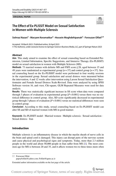 The Effect Of Ex Plissit Model On Sexual Satisfaction In Women With