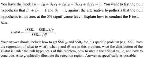 Solved You have the model y β β x β x β x β x u You Chegg com
