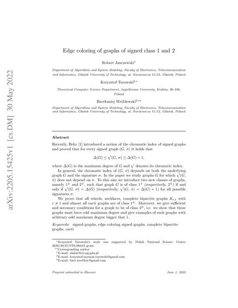 Edge Coloring Of Graphs Of Signed Class 1 And 2 Deepai