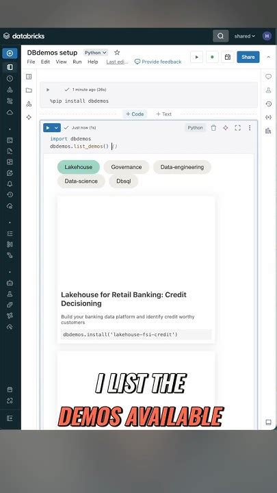 Create Amazing Databricks Demos With Db Demos Dataanalytics Datascience Youtube