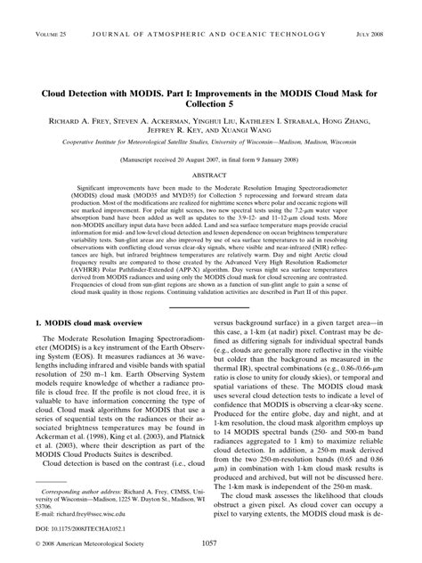 pdf cloud detection with modis part i improvements in the modis