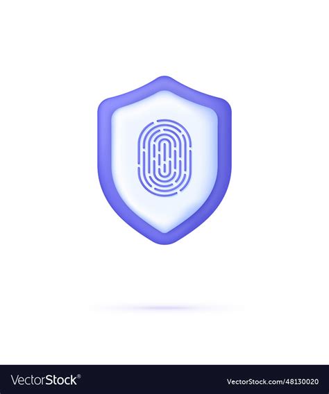 3d Biometric Fingerprint Password Shield Vector Image