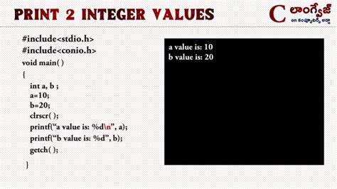 Printing Integer And Float Values In C Lang Telugu 4 Programs Extra