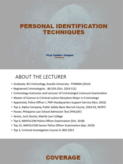 Fs 1 Personal Identification Techniques From Amici Pdf Fingerprint Epidermis
