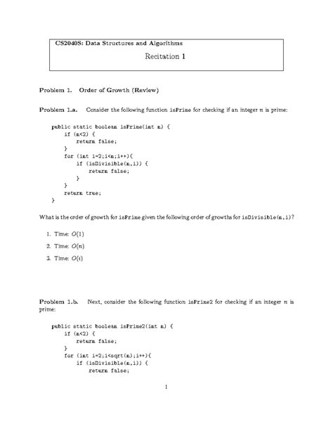 Recitation01 1 Recitation 1 Cs2040s Data Structures And Algorithms Recitation 1 Problem 1