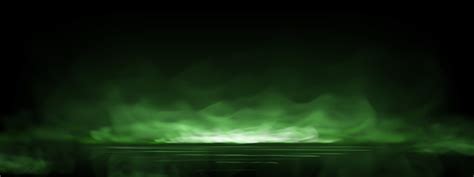 투명한 배경에 오버레이 효과가 있는 사실적인 녹색 독성 연기 구름 증기 또는 결로의 신비로운 안개 연기가 자욱한 안개 또는 바닥에 퍼지는 위험한 증기의 벡터 대기 3차원