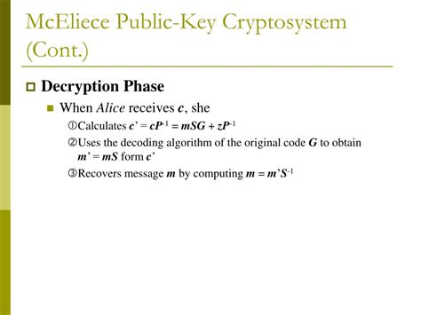 Ppt Mceliece Public Key Cryptosystem Powerpoint Presentation Free