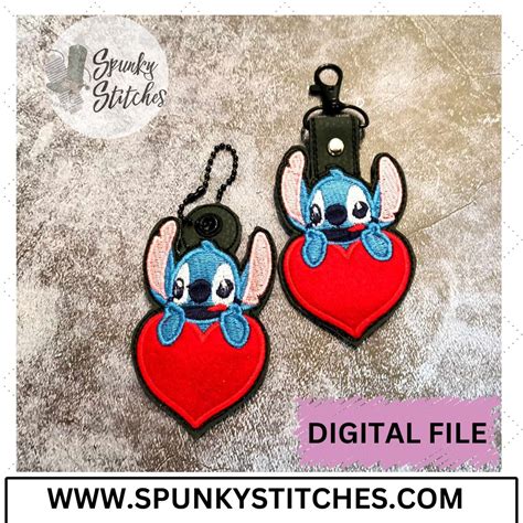 Blue Alien Heart Key Fob And Zipper Pull