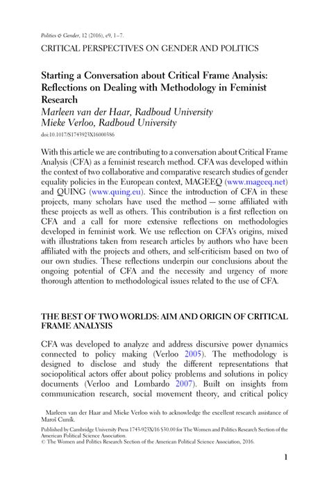 PDF Starting A Conversation About Critical Frame Analysis Reflections On Dealing With