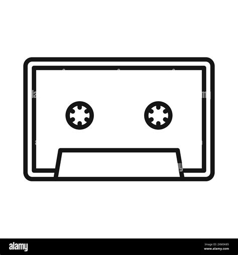 Cassette Tape Icon Black Line Art Vector In Black And White Outline Set Collection Sign Stock