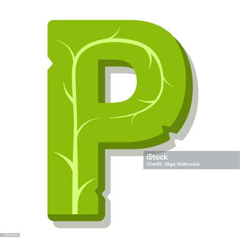 문자 P 녹색 잎 여름 벡터 알파벳 3차원 형태에 대한 스톡 벡터 아트 및 기타 이미지 3차원 형태 건강한 생활방식 건강한 식생활 Istock