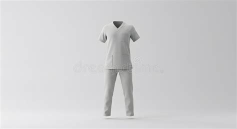 Medical Scrub Set Mockup Clean White Scrubs For Healthcare Professionals 3d Render Stock