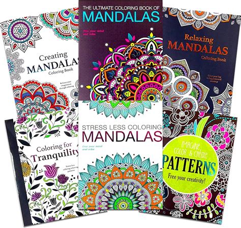 Adult Coloring Book Set 6 Books 4 Mandalas Books Plus Pattern