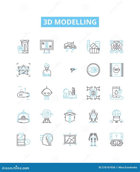 3d Modelling Vector Line Icons Set 3d Modelling Modeling Cad Design Rendering Simulation