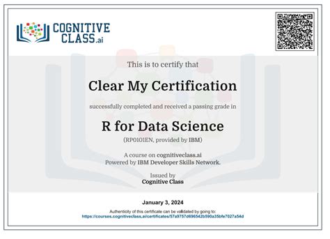 R For Data Science Cognitive Class Exam Quiz Answers