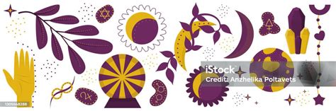 달 태양 천문학과 손바닥 여성의 손 룬 돌의 상징보호 마녀와 마법 컬렉션 점성술과 마법을 위한 벡터 세트 고대의에 대한 스톡 벡터 아트 및 기타 이미지 Istock