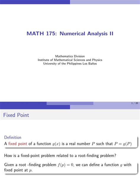 Fixed Point Method Pdf Pdf Maxima And Minima Teaching Mathematics