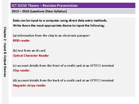 Ict Igcse Theory Revision Presentation 2015 2016 Questions