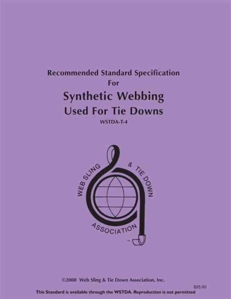 Recommended Standard Specification For Synthetic Webbing Used