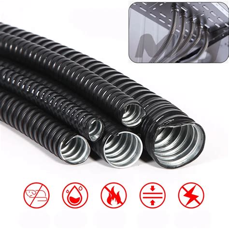 플라스틱 코팅 금속 호스 난연성 나사형 주름관 와이어 하네스 케이싱 케이블 라인 보호기 파이프 슬리브용 1m