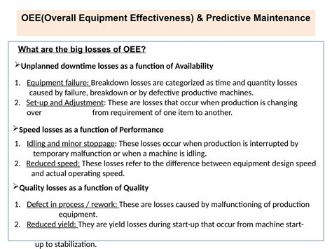 Oeeoverall Equipment Effectiveness And Predictive Maintenancepptx