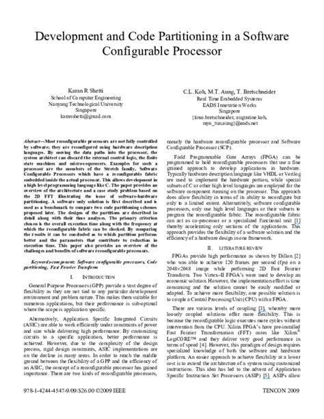Pdf Development And Code Partitioning In A Software Configurable Processor
