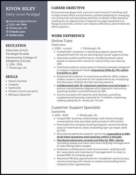 3 Entry Level Paralegal Resume Examples Working In 2026