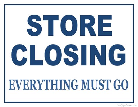 Printable Store Closing Sign