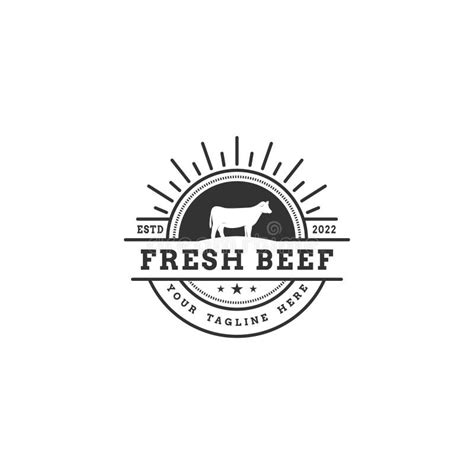 Angus Beef Meat Vintage Label Logo Design 2 Stock Vector Illustration