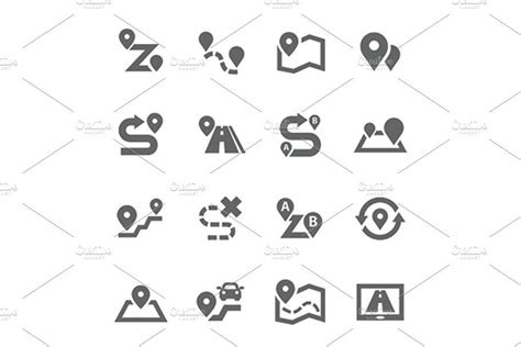 Line Route Icons Map Icons Map Vector Navigation