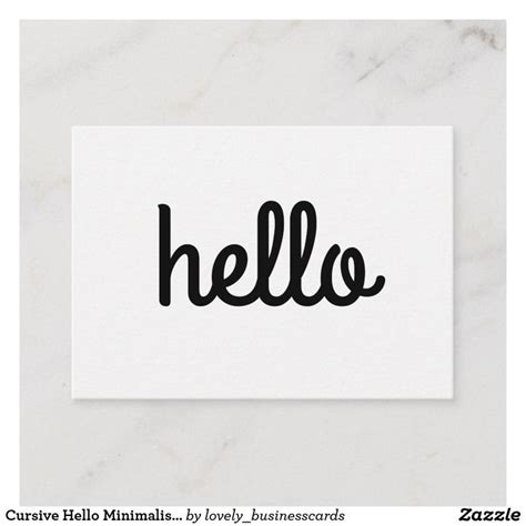 Cursive Hello Minimalist Font Business Card Zazzle Minimalist Font