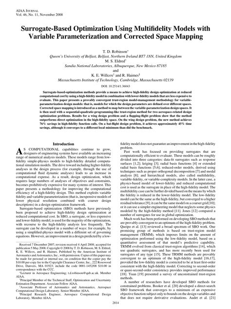 Pdf Surrogate Based Optimization Using Multifidelity Models With