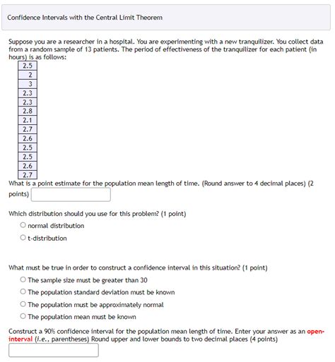 Confidence Intervals With The Central Limit Theorem Chegg
