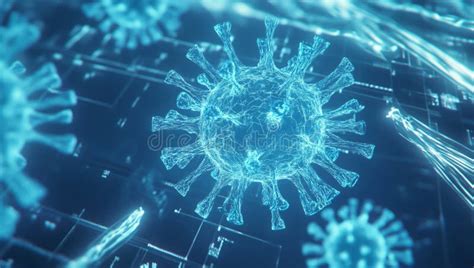 Microscopic Virus 3d Model Digital Healthcare High Quality Image Stock