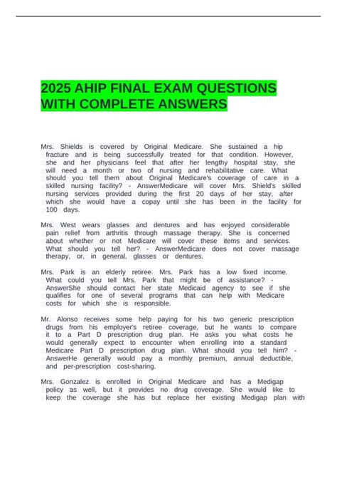 2025 Ahip Final Exam Questions With Complete Answers Him 101 Stuvia Us