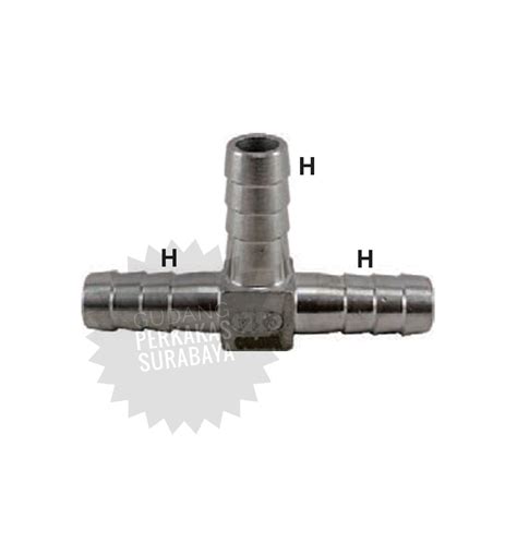 T Type Hose Barb Sus304 Sambungan Selang Cabang 3 Tee Selang Sambungan Gas Sambungan Selang