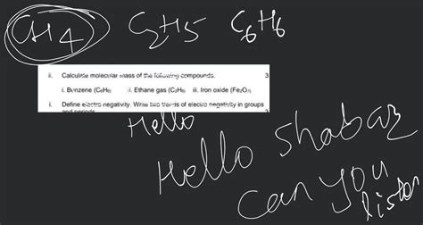 Ii Calculate Molecular Mass Of The Following Compounds Filo