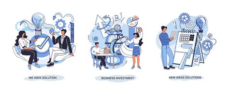 우리는 솔루션 비즈니스 투자 새로운 아이디어 솔루션 장면을 설정합니다 팀워크와 브레인스토밍 개념에 대한 스톡 벡터 아트 및 기타 이미지 Istock