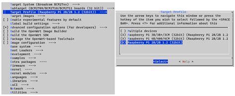 What Is The Menuconfig Target Profile For Raspberry Pi 2b 11 For