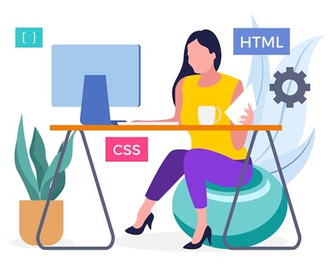 Premium Vector Female Developer Working On Project