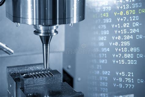 Abstract Scene Of Cnc Milling Machine And G Code Data Background Stock Image Image Of