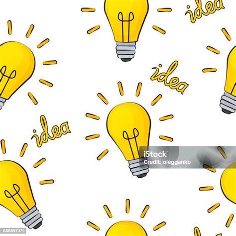 아이디어 전구 평면 디자인 아이콘 완벽 한 패턴 배경입니다 벡터 일러스트 레이 션 개념에 대한 스톡 벡터 아트 및 기타 이미지 개념 기업 재무와 산업 낙서 드로잉