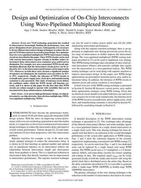 Pdf Design And Optimization Of On Chip Interconnects Using Wave Pipelined Multiplexed Routing