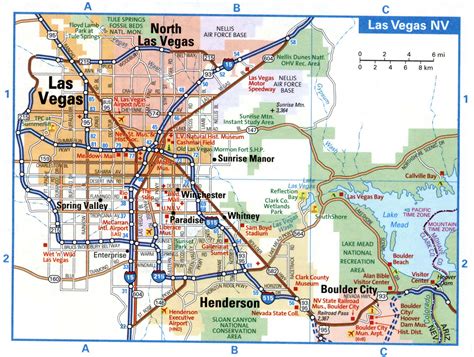 Las Vegas City Interstate Highway Map Road Free Toll I 15 I 215 I 515