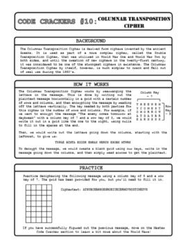 Code Crackers 10 Columnar Transposition Cipher By Brains Loading