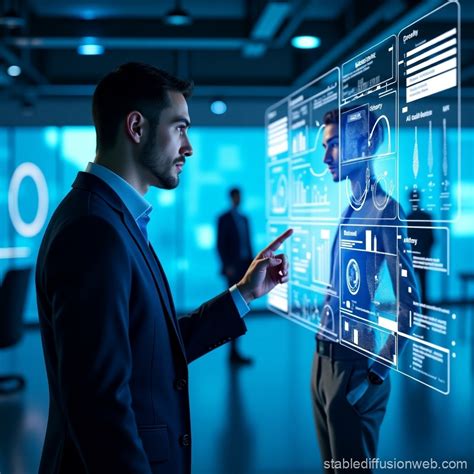 Futuristic Entrepreneur With Ai Assistant Stable Diffusion Online